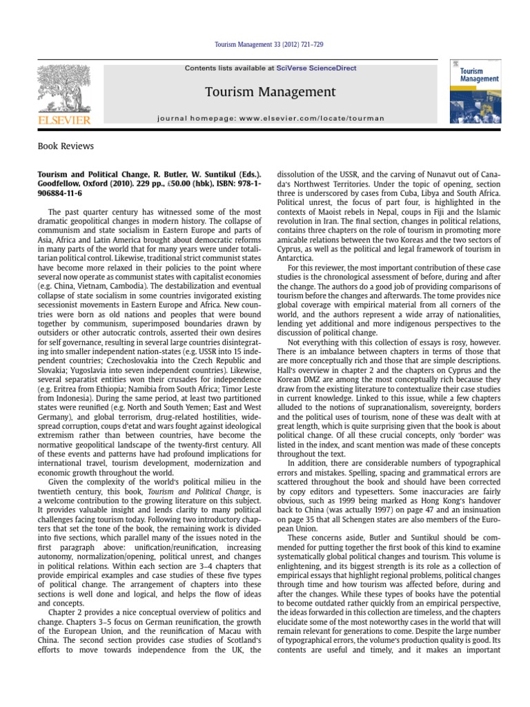 Tourism Management: Book Reviews | PDF | Tourism | Motivation