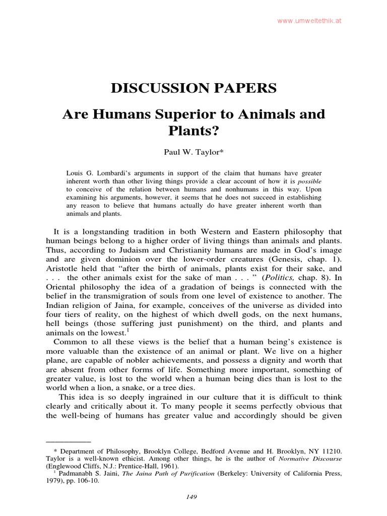 Human vs. Animal Inherent Worth Debate | PDF | Value (Ethics ...