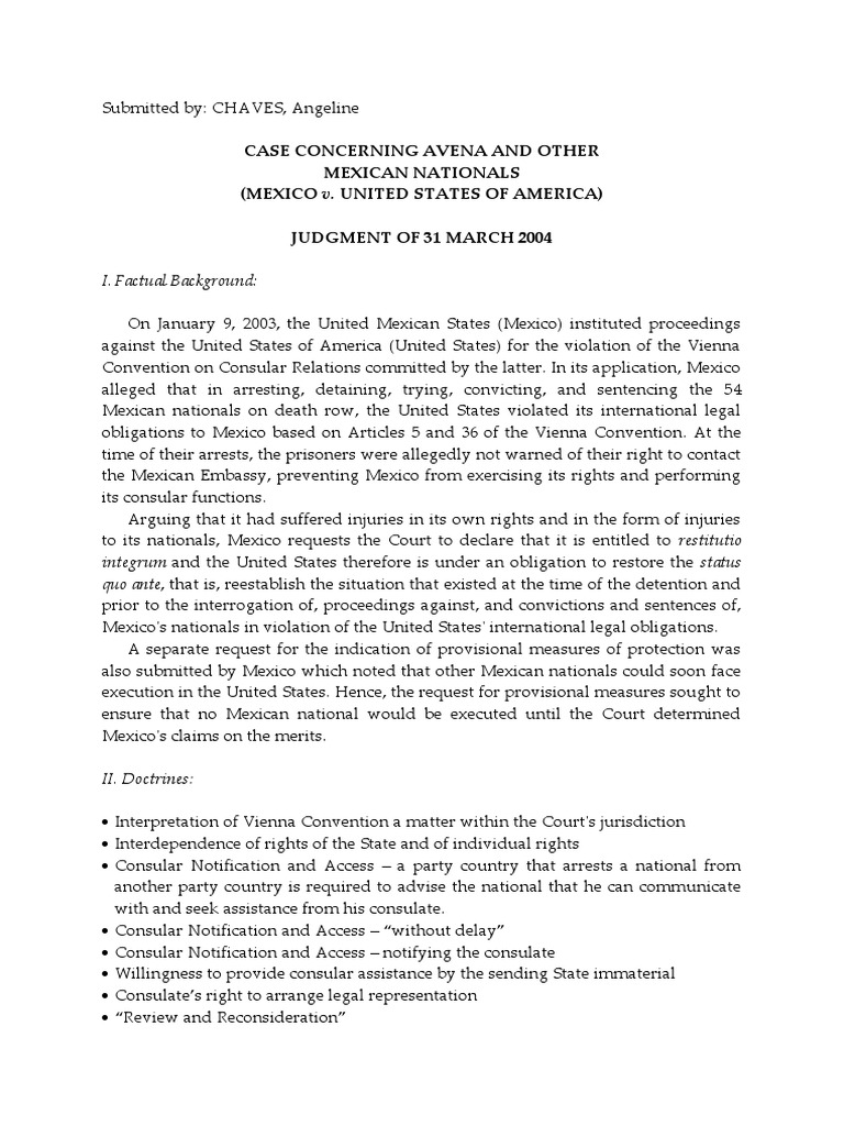 Avena Case Annotation | PDF | Public Law | Government Information