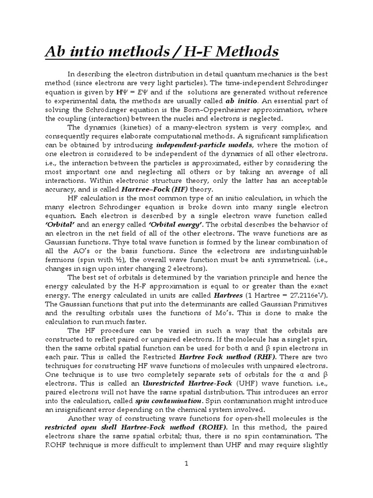 Computational Chemistry | Download Free PDF | Computational Chemistry | Hartree–Fock Method