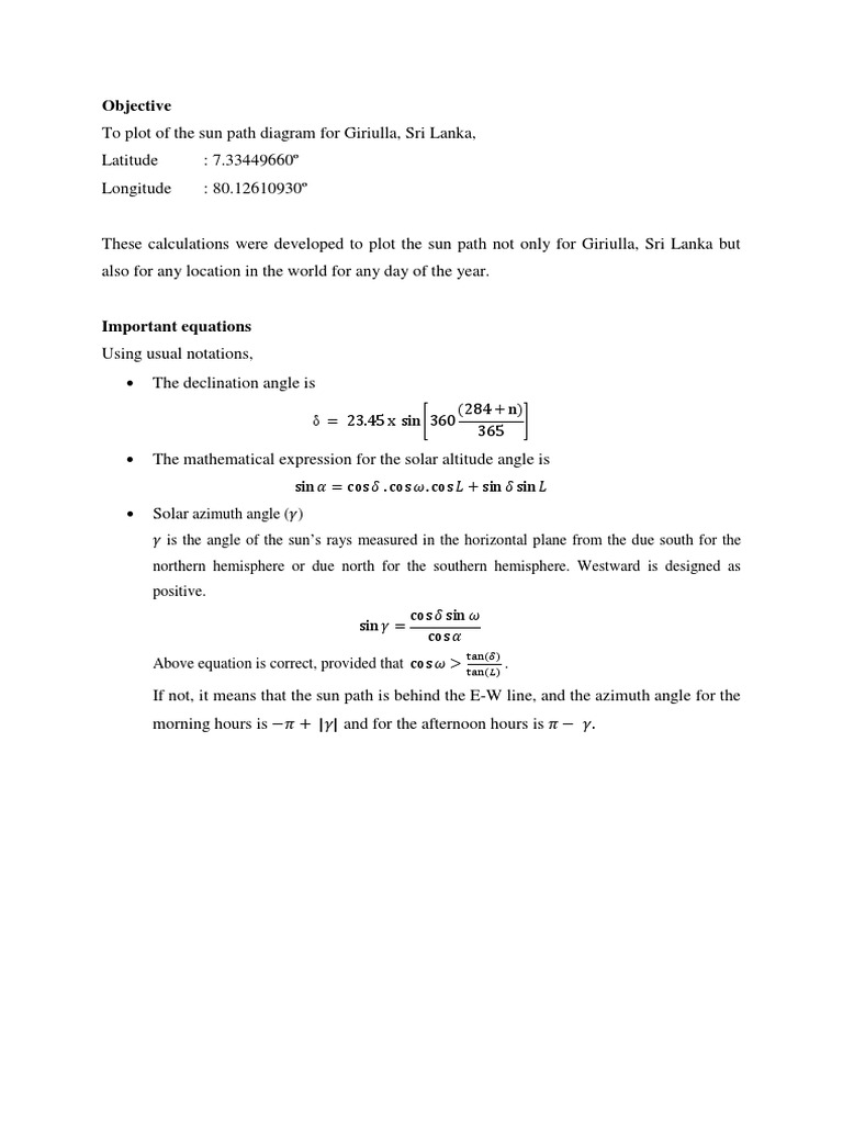 Sun Path Diagram Modeling | PDF | Azimuth | Trigonometric Functions