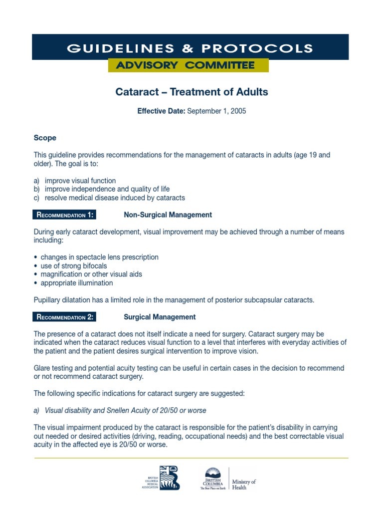 Adult Cataract Treatment Guidelines | PDF | Science & Mathematics