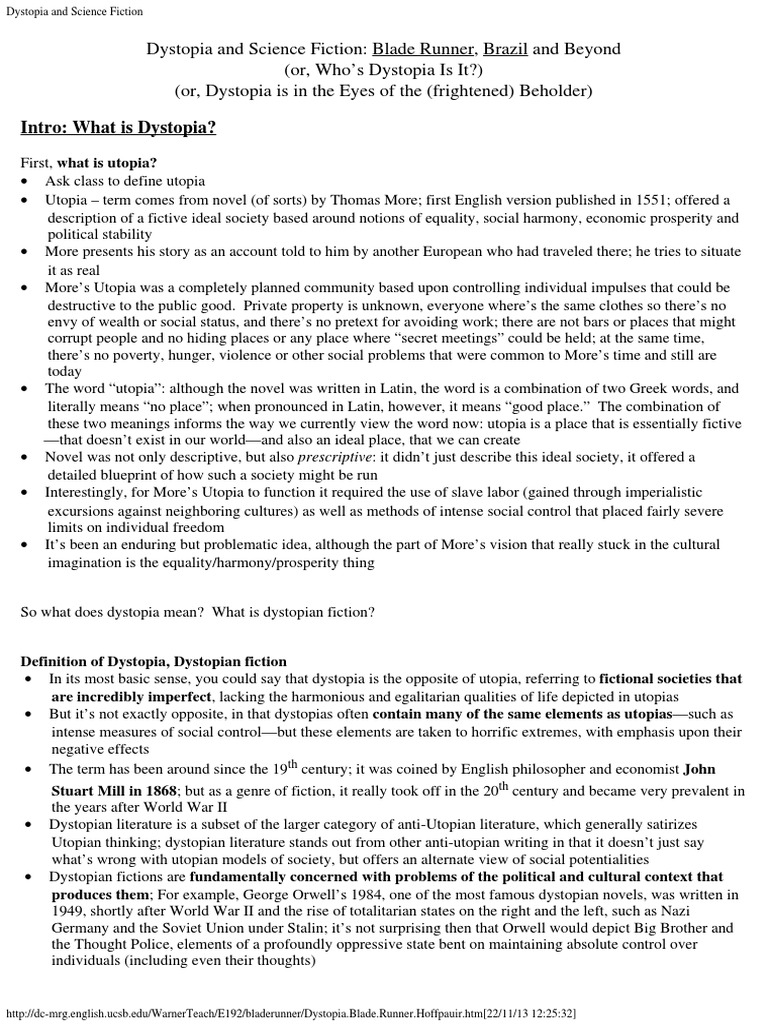 Dystopia and Science Fiction | PDF