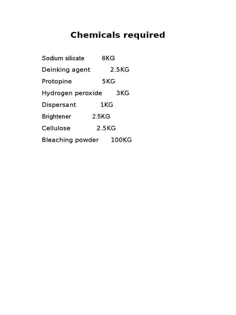Essential Chemicals for Processing | PDF