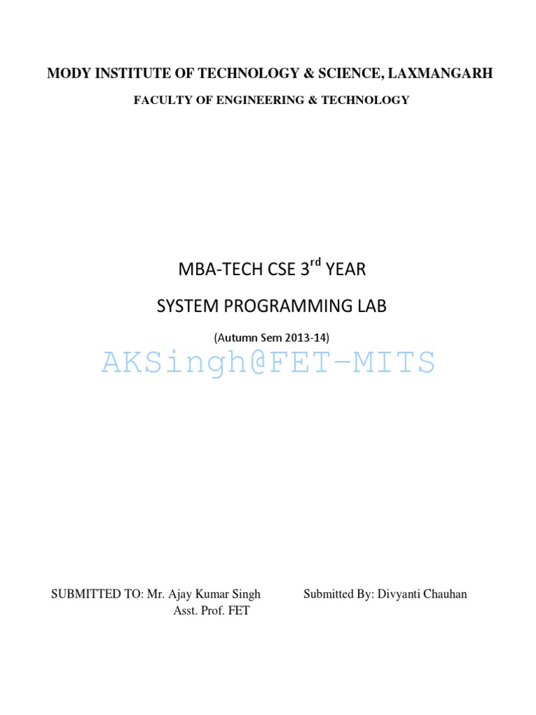 Aksingh@Fet-Mits Aksingh@Fet-Mits: Mba-Tech Cse 3 Year System ...