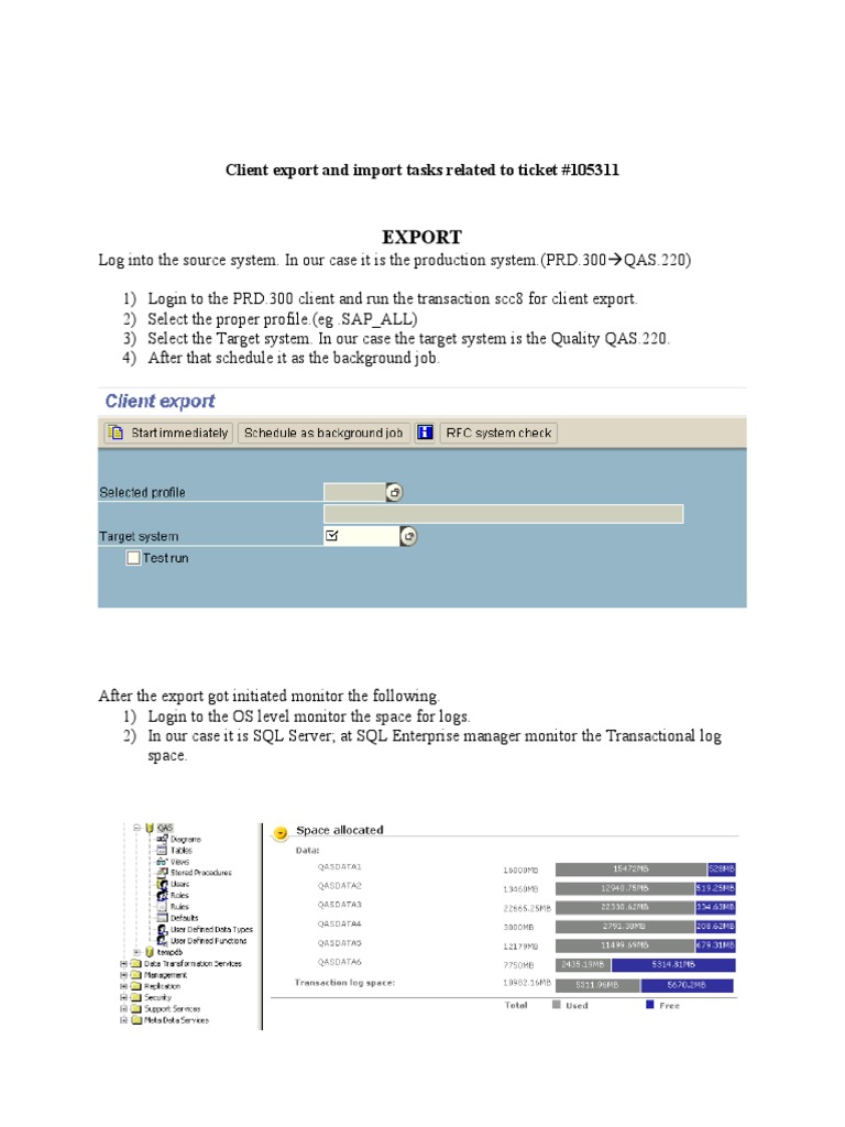 SAP Client Export/Import Guide | PDF