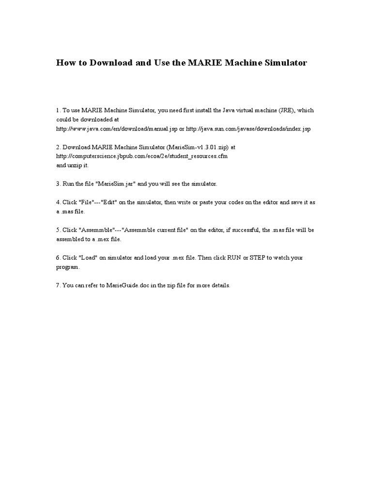 How To Download and Use The MARIE Machine Simulator | PDF | Career & Growth | Computers