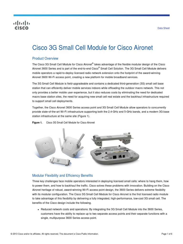 Cisco 3G SmallCell Module DataSheet | PDF | High Speed Packet Access | Wi Fi