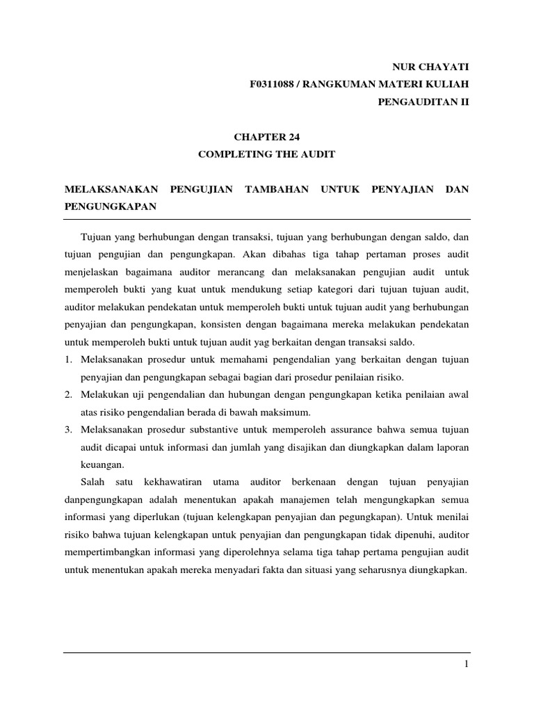 Chapter 24 Completing The Audit | PDF
