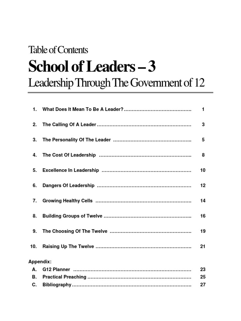 School of Leaders - 3: Leadership Through The Government of 12 | PDF ...