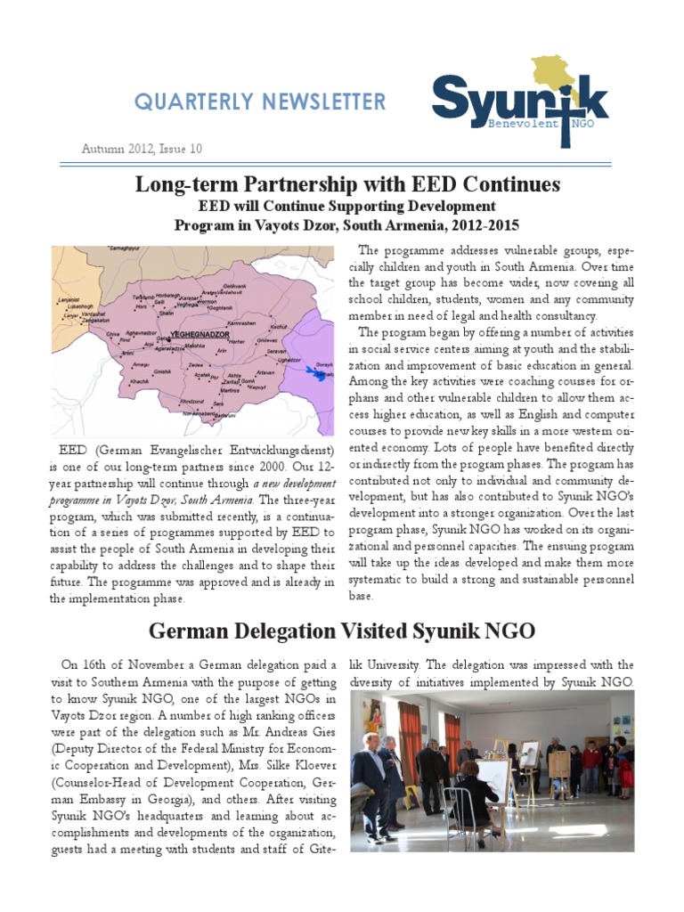 Syunik NGO Newsletter Issue 10 | PDF | Non Governmental Organization ...