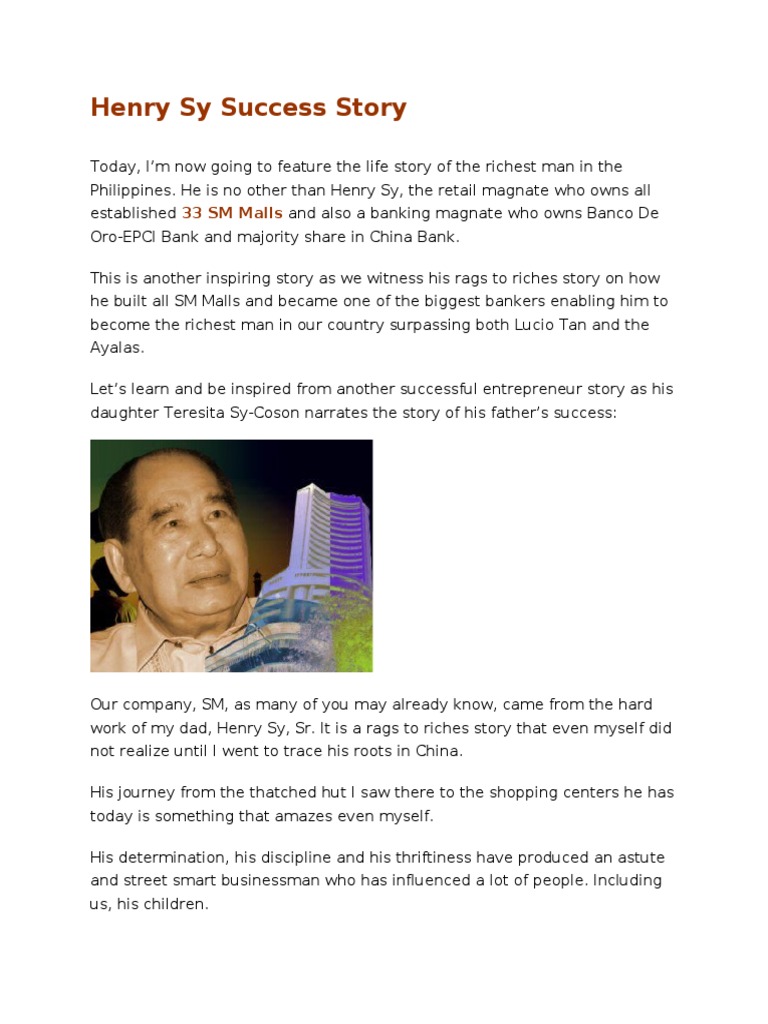 Henry Sy Success Story | PDF | Shopping Mall | Retail