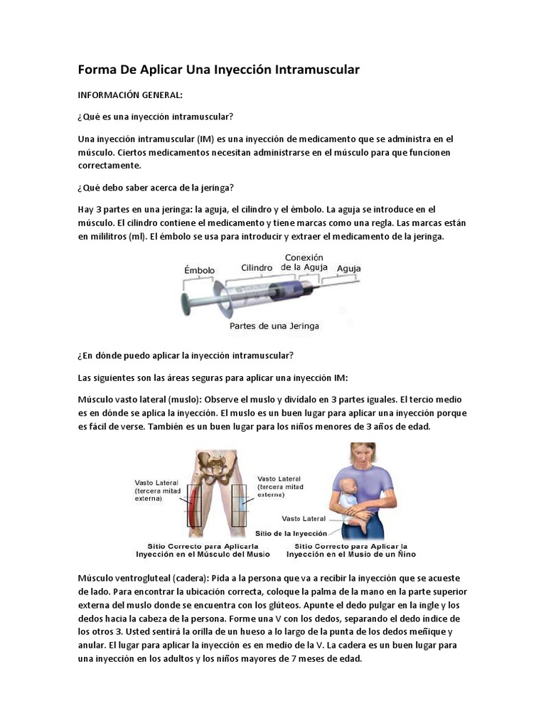 Forma de Aplicar Una Inyección Intramuscular | PDF | Inyección ...
