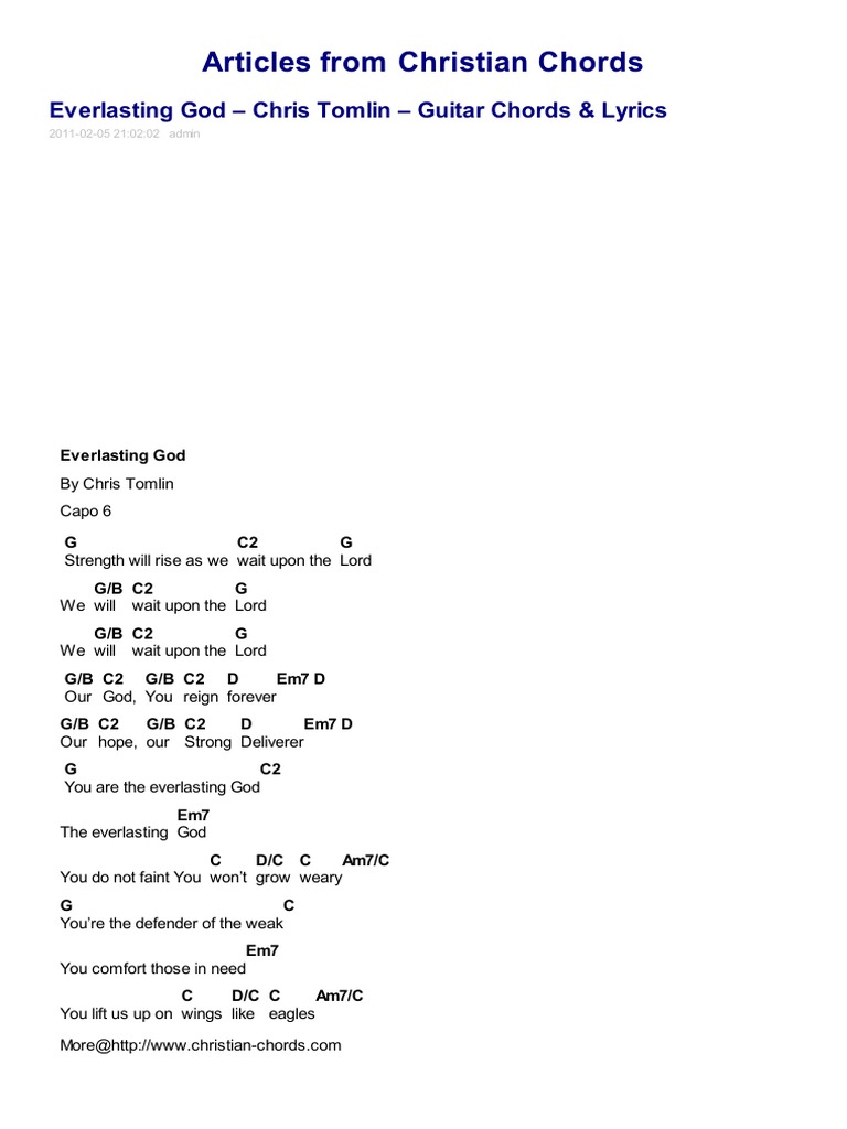 Articles From Christian Chords: Everlasting God - Chris Tomlin - Guitar ...