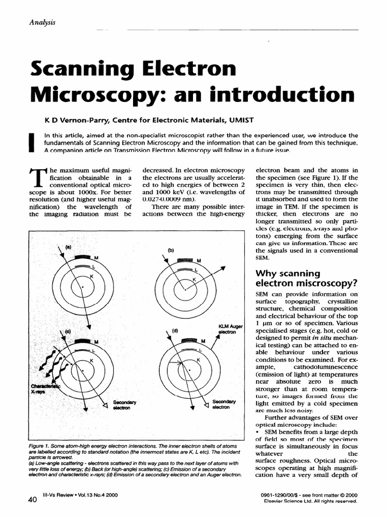 SEM Intro | PDF | Scanning Electron Microscope | Transmission Electron Microscopy