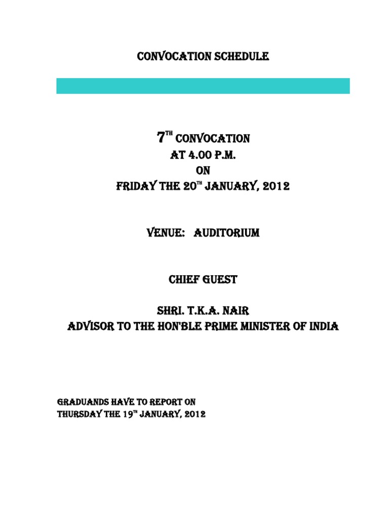 Convocation Schedule Pdf