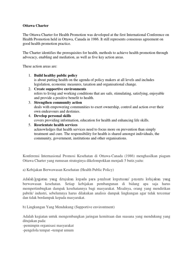 Ottawa Charter | PDF | Health Promotion | Psychological Concepts
