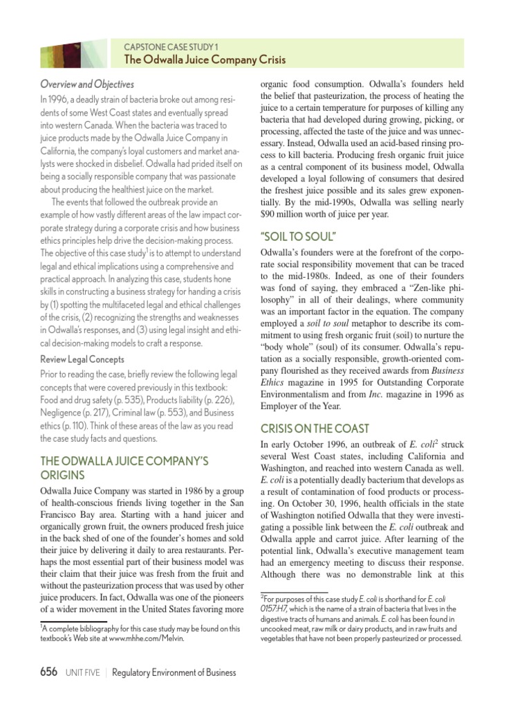 Odwalla Juice Company Crisis | PDF | Corporate Social Responsibility ...