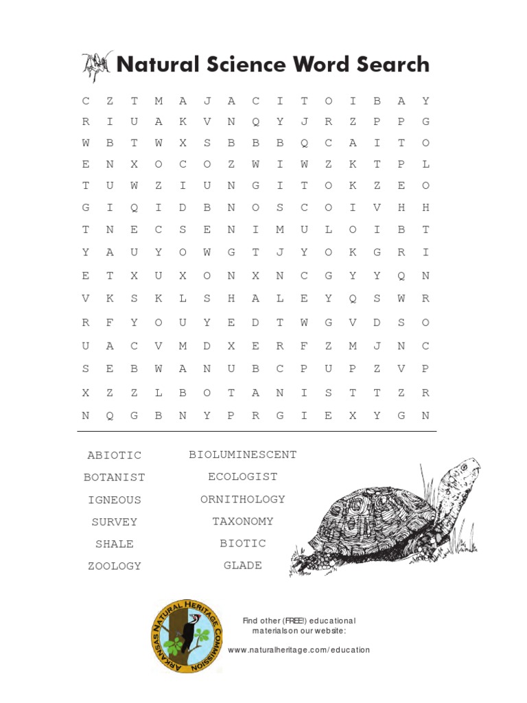 Natural Science Word Search | PDF | Ecology | Rock (Geology)