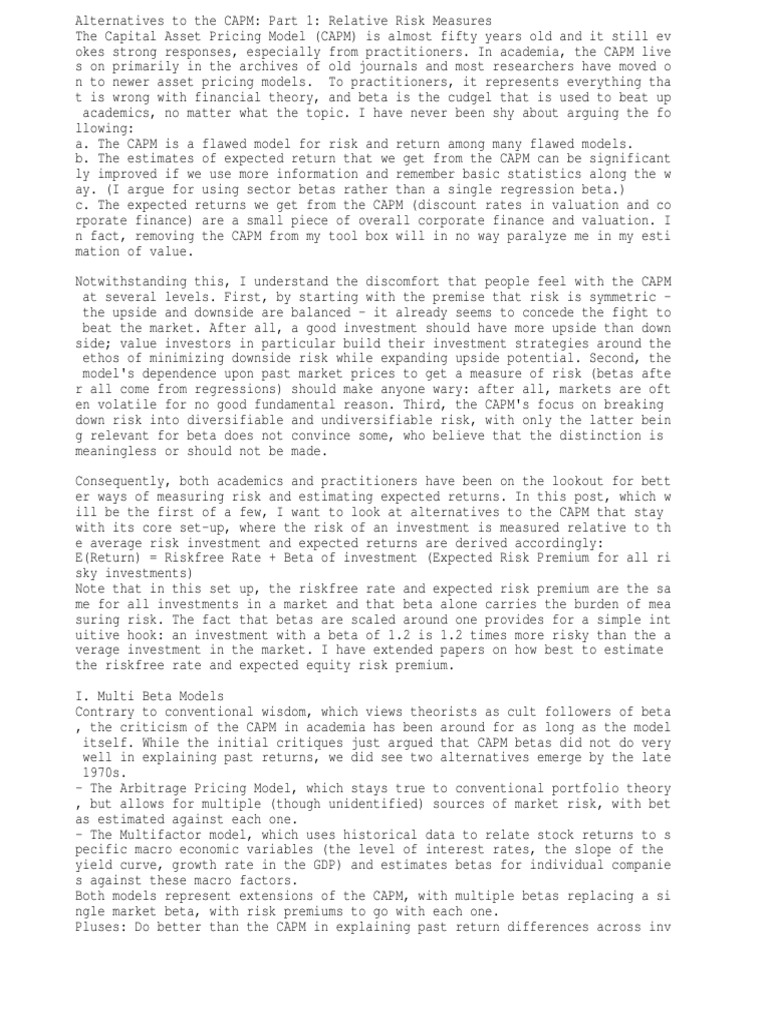 Damodaran | PDF | Beta (Finance) | Capital Asset Pricing Model