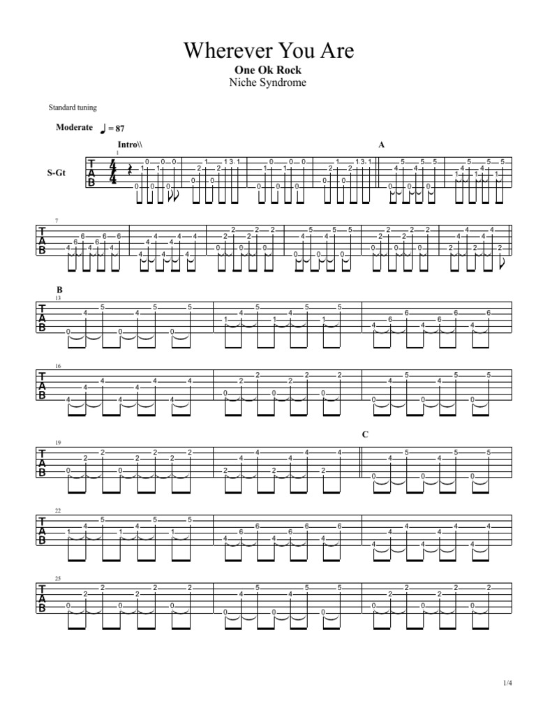 One Ok Rock Wherever You Are Leadguitar | PDF | Teaching Methods ...