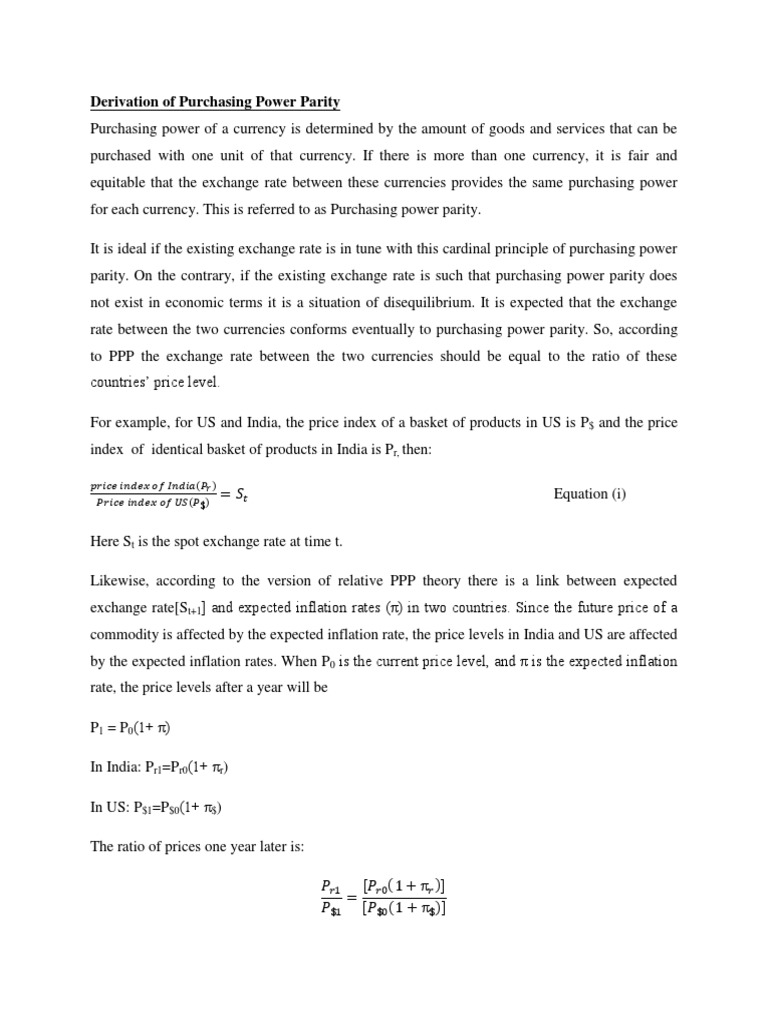 Derivation of Purchasing Power Parity | PDF | Purchasing Power Parity | Exchange Rate