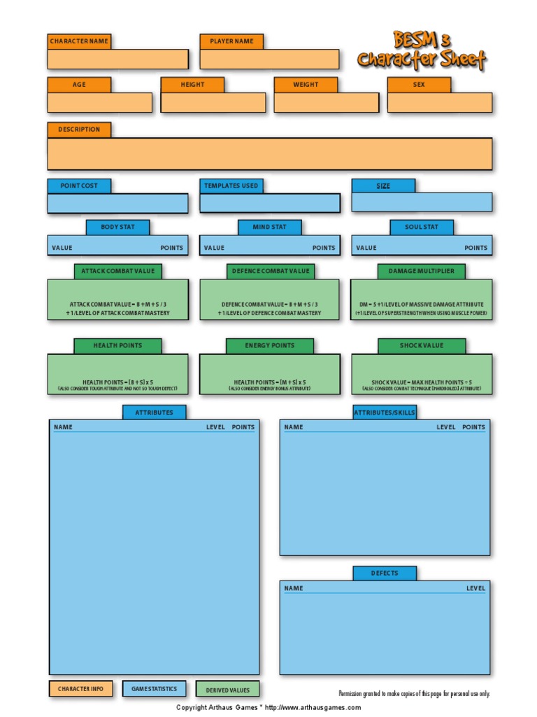 [BESM 4] Expanded Character Sheet Dyskami Publishing, 60% OFF