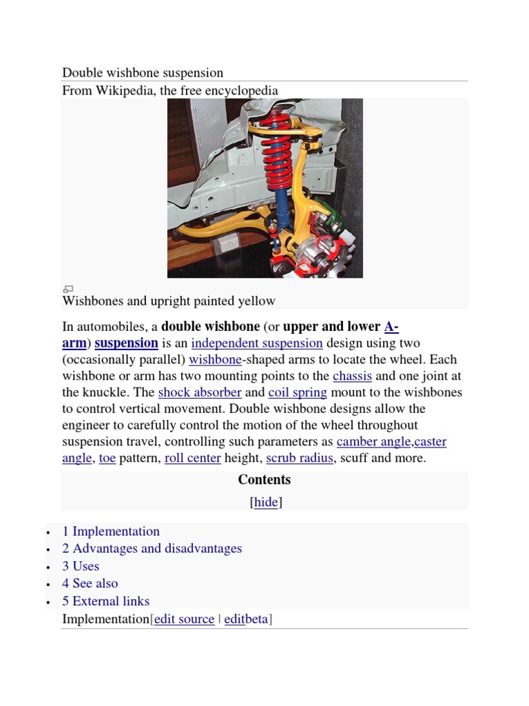 Overview of Double Wishbone Suspension | PDF | Automobiles | Vehicles