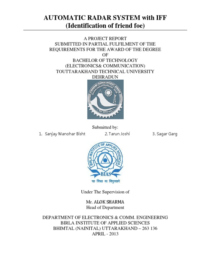 Automatic Radar System With Iff (Identification of Friend Foe) | PDF ...