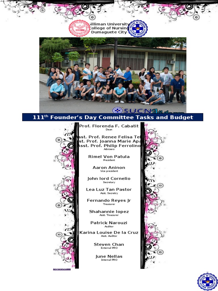 2012 Founder - S Day Committee Tasks | PDF | Leisure | Business