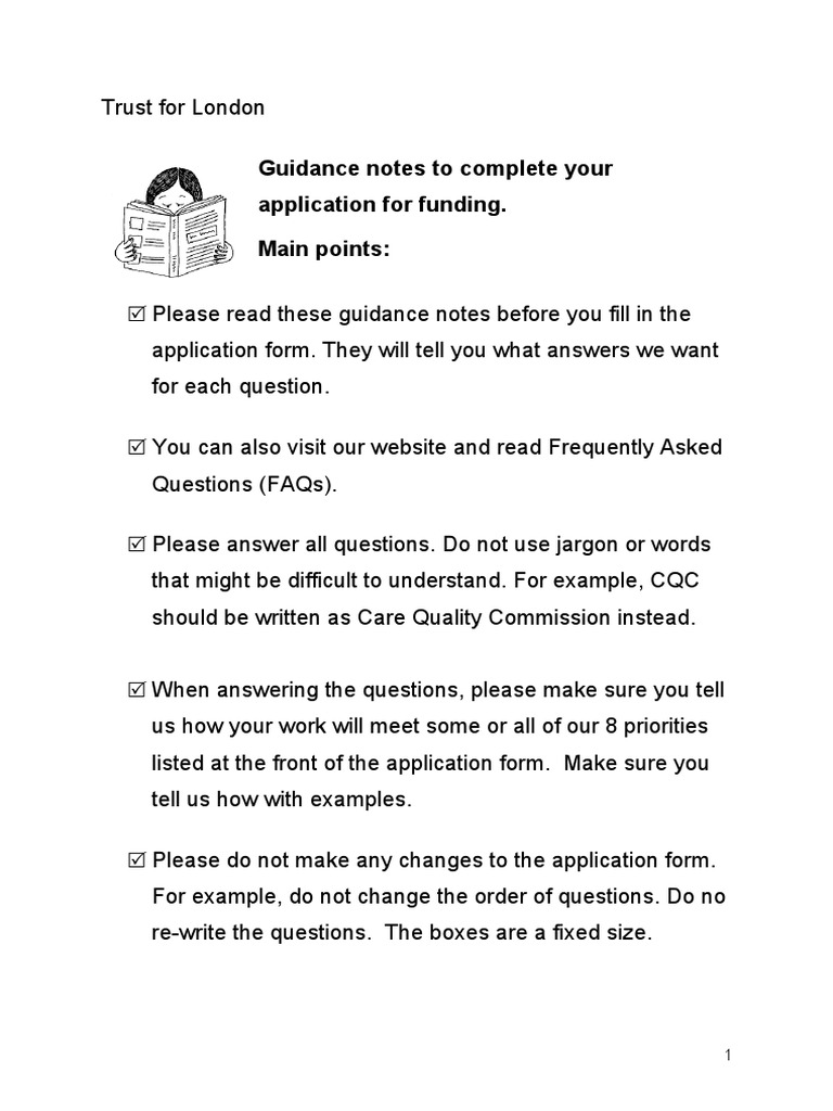 Guidance Notes To Complete Your Application For Funding. Main Points ...