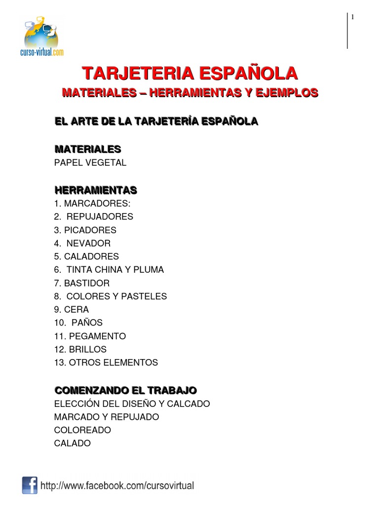 Curso de Tarjeteria Espanola | PDF | Papel | Tinta