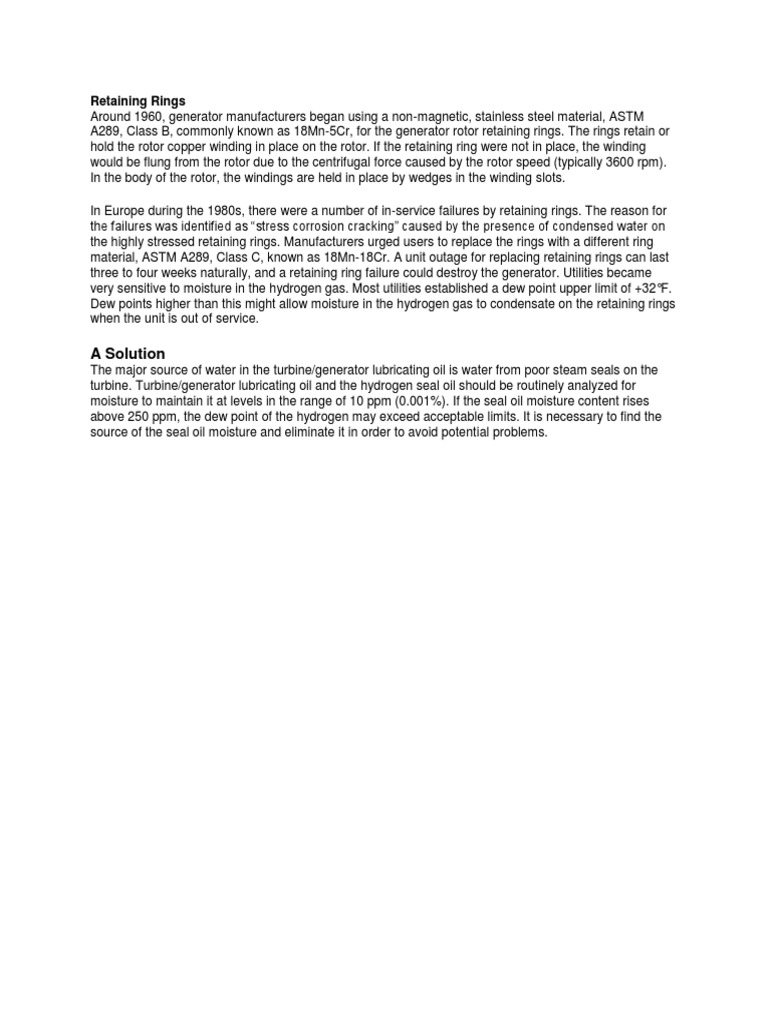 Generator Rotor Retaining Ring Insights | PDF
