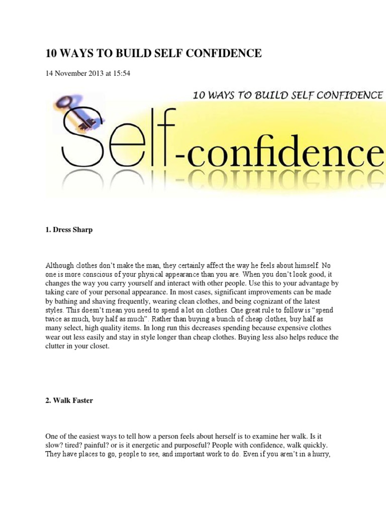 10 Ways To Build Self Confidence | PDF | Gratitude | Clothing
