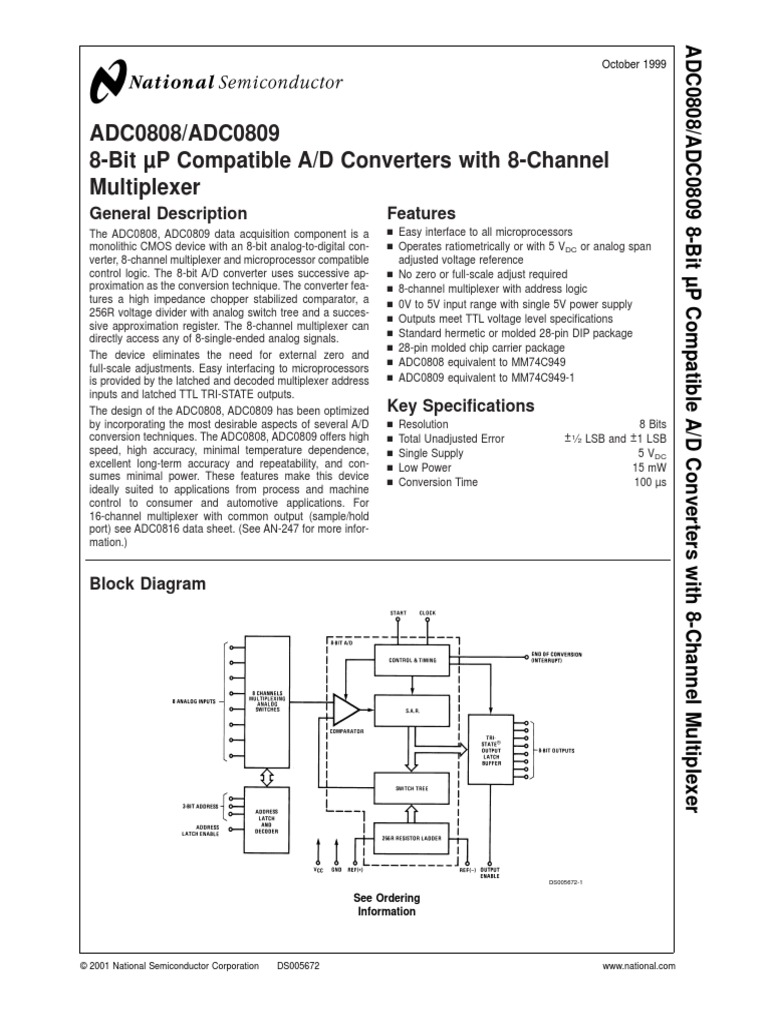 Adc 0808 | PDF | Analog To Digital Converter | Capacitor