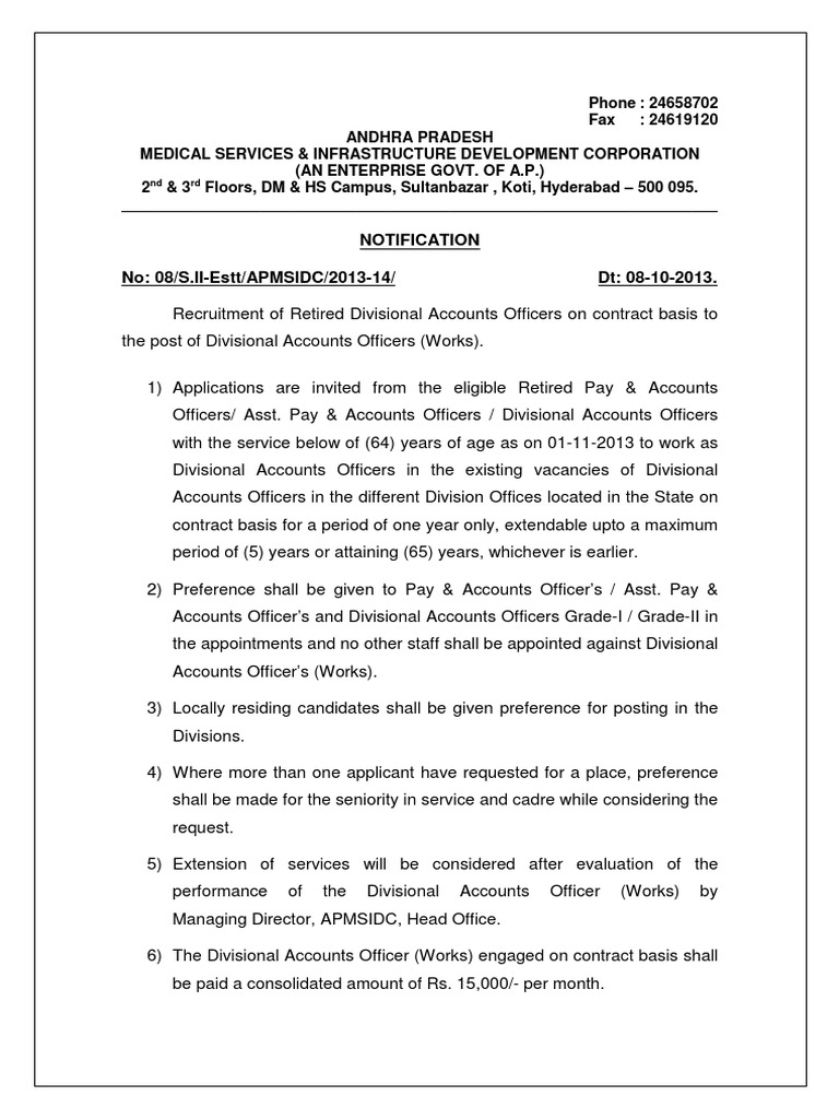 APMSIDC Notification DAOs 151013 | PDF | Justice | Crime & Violence