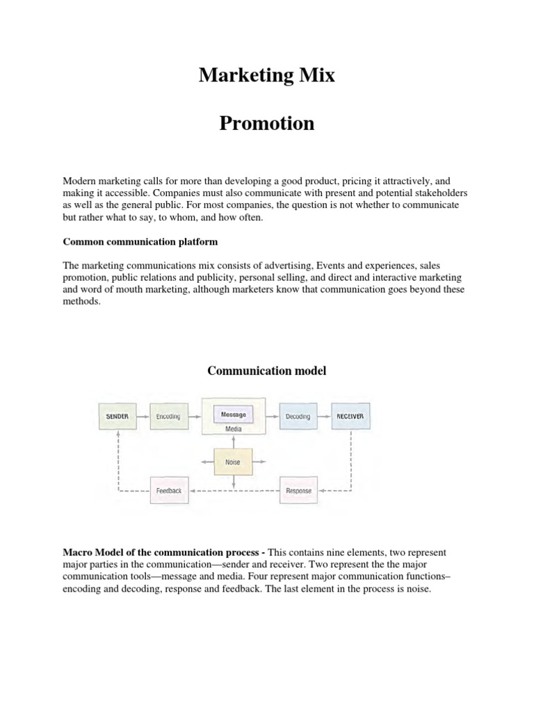 Marketing Mix - Promotion | PDF | Marketing Communications | Promotion ...