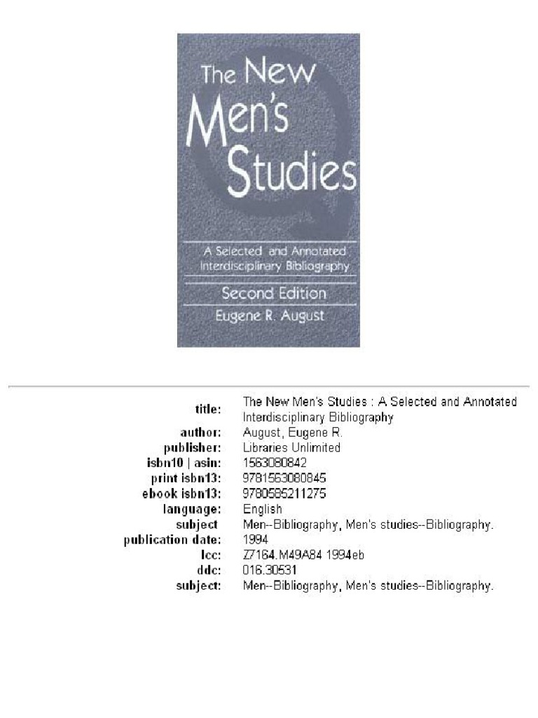 The New Men's Studies | PDF | Misandry | Masculinity