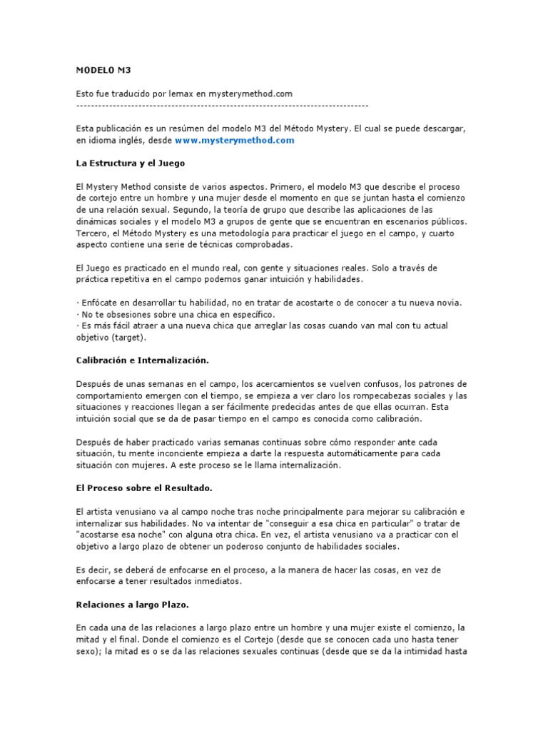 El modelo M3: Un resumen del proceso de cortejo según el Método Mystery ...