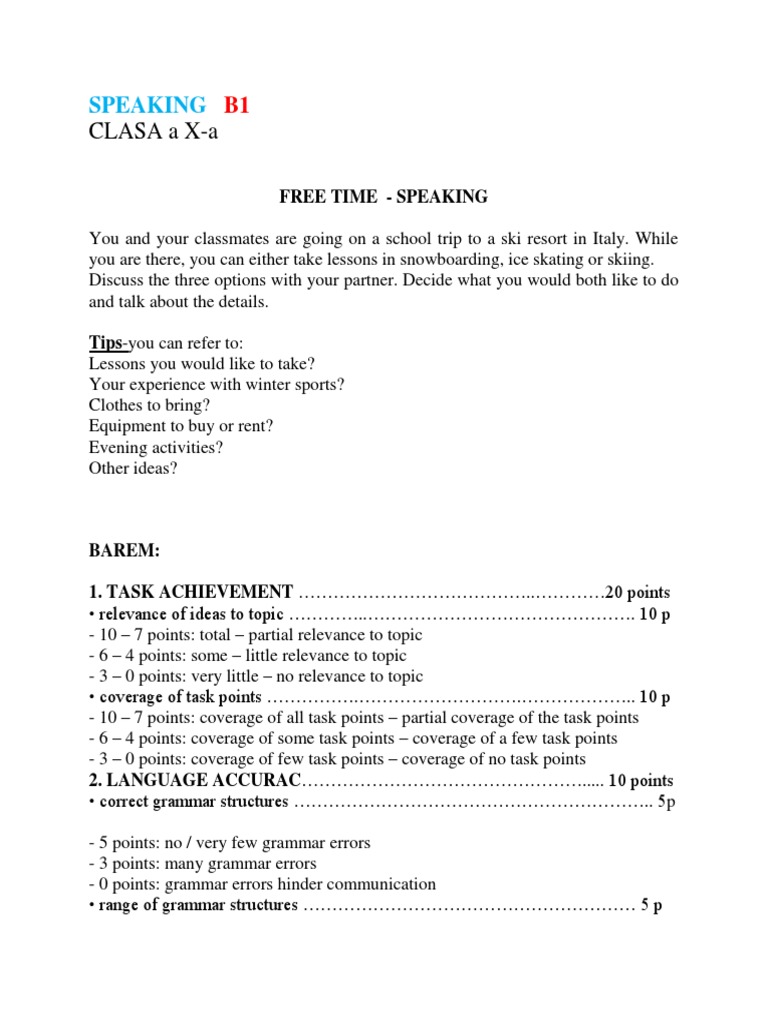 Speaking B1 | PDF | Grammar | Vocabulary