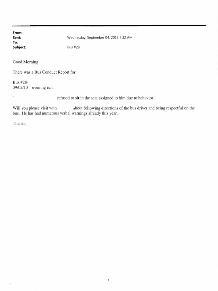 Bus Conduct Report for Student Misbehavior | PDF | Social Science ...