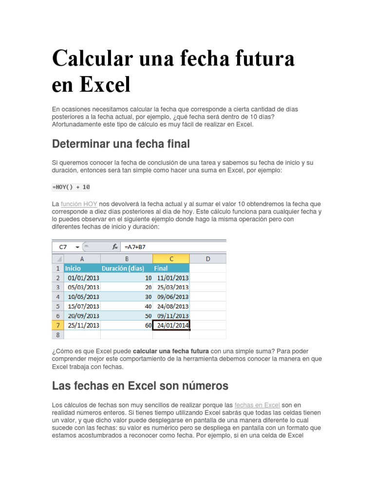 Calcular Una Fecha Futura en Excel | Microsoft Excel | Entero