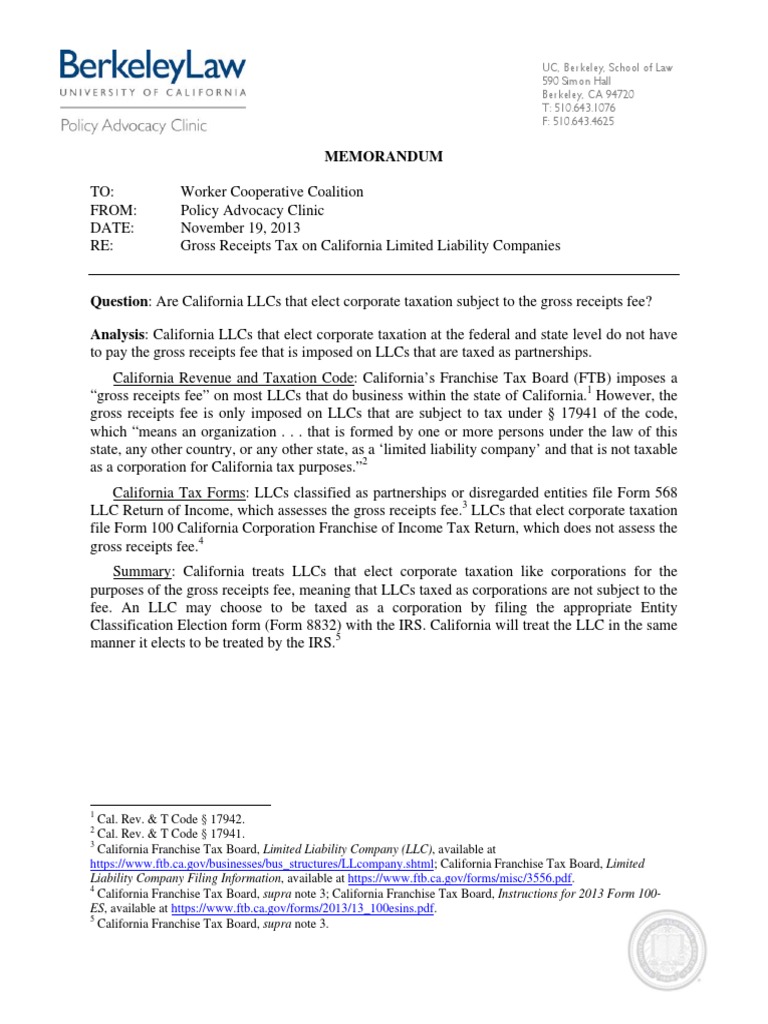Gross Receipts Fee Memo (Final) November 2013 | PDF
