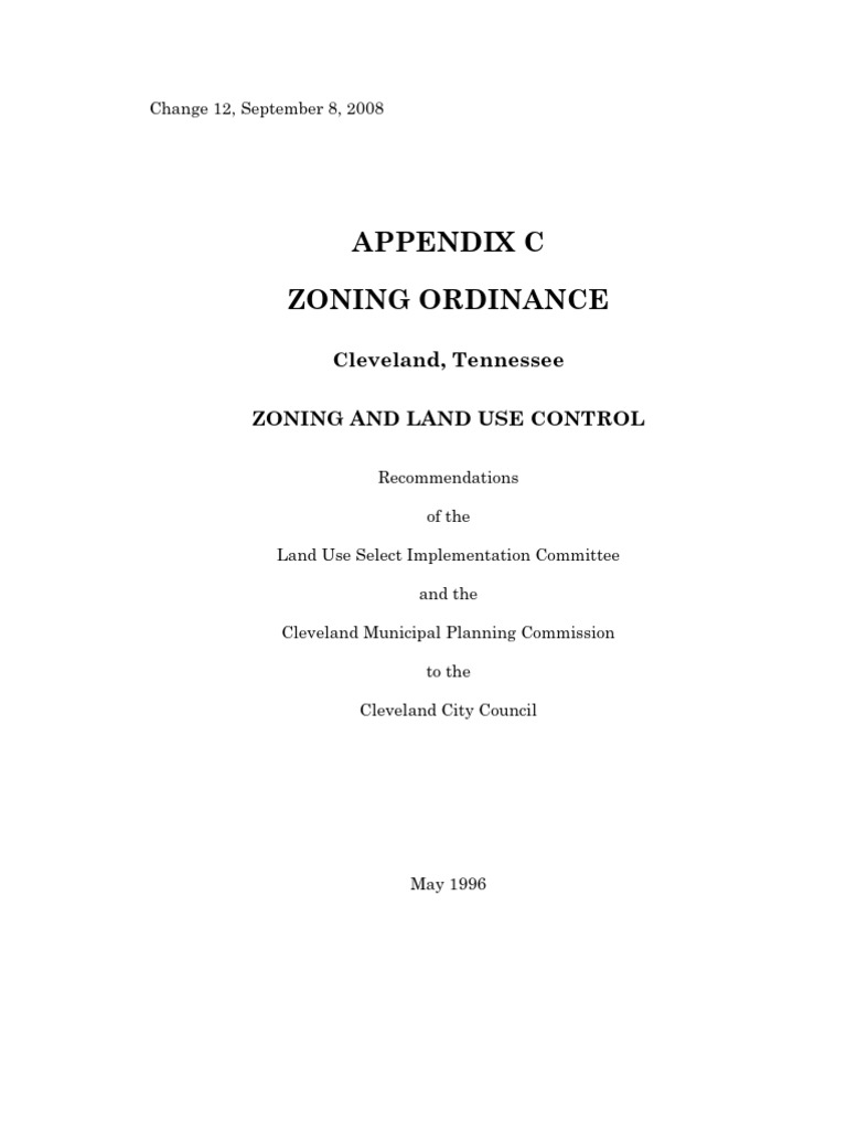 Cleveland Tennessee City Zoning Code | PDF | Land Lot | Zoning