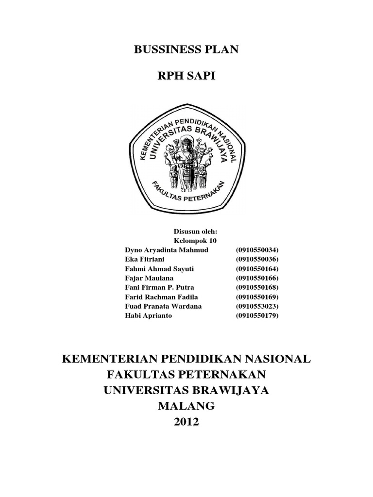 Bussines Plan RPH Sapi | PDF