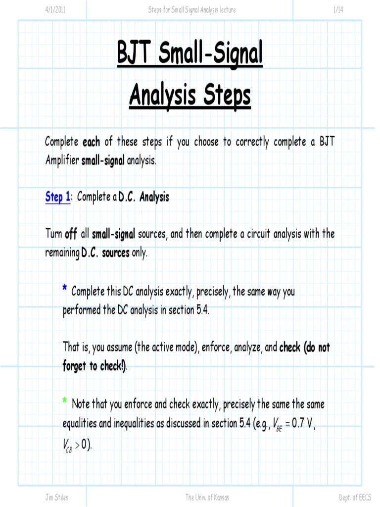 Steps For Small Signal Analysis Lecture | PDF | Bipolar Junction ...