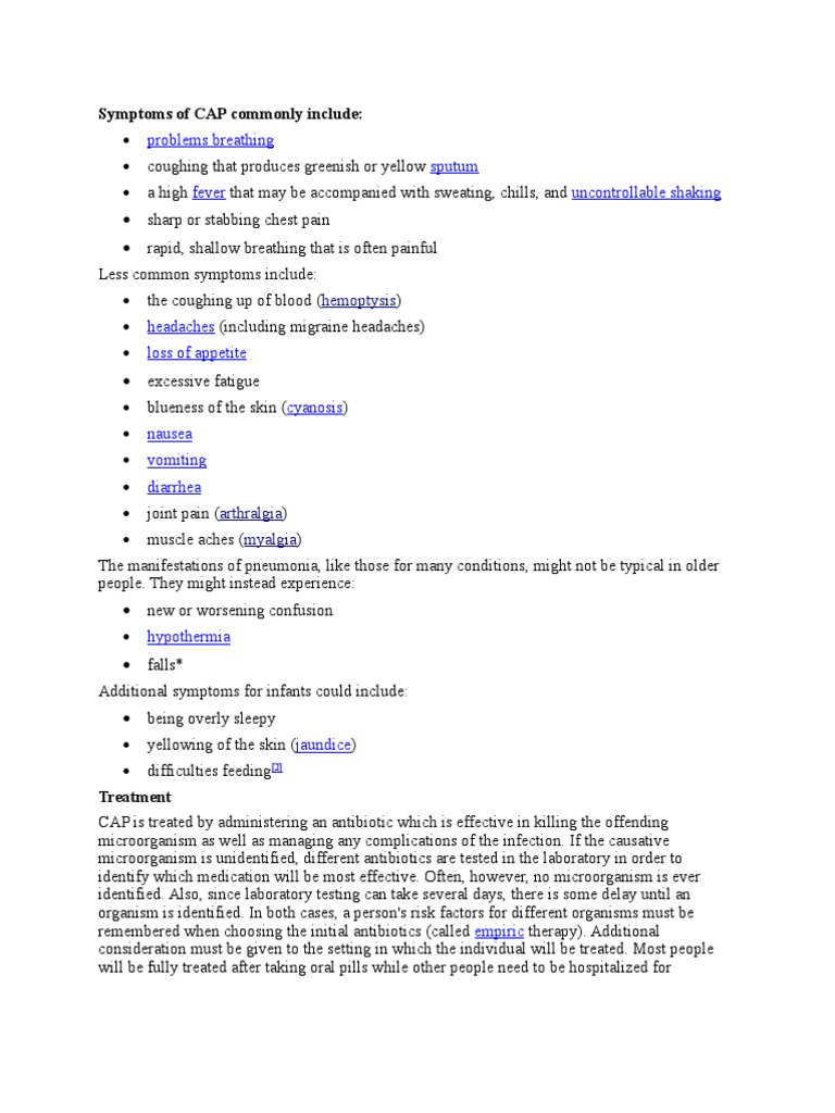 Problems Breathing Sputum Fever Uncontrollable Shaking: Symptoms of CAP ...