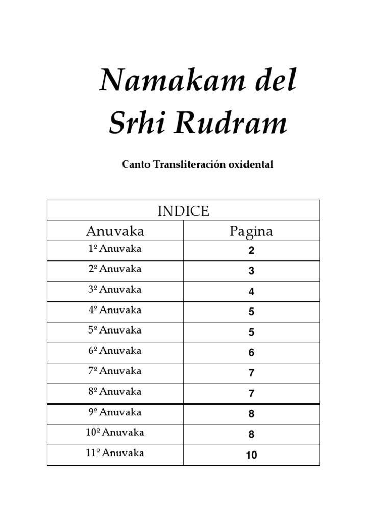 Canto Namakam Del Shri Rudram Español | PDF | Deidades hindúes