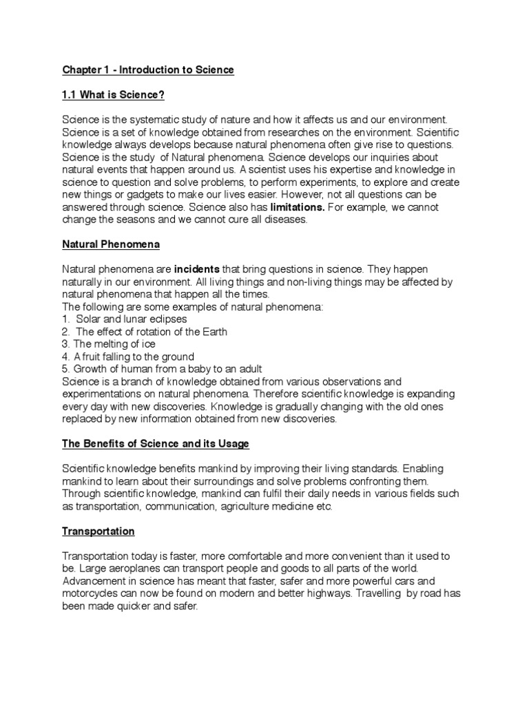 Chapter 1 - Introduction To Science 1.1 What Is Science? | Download Free PDF | Science | Knowledge
