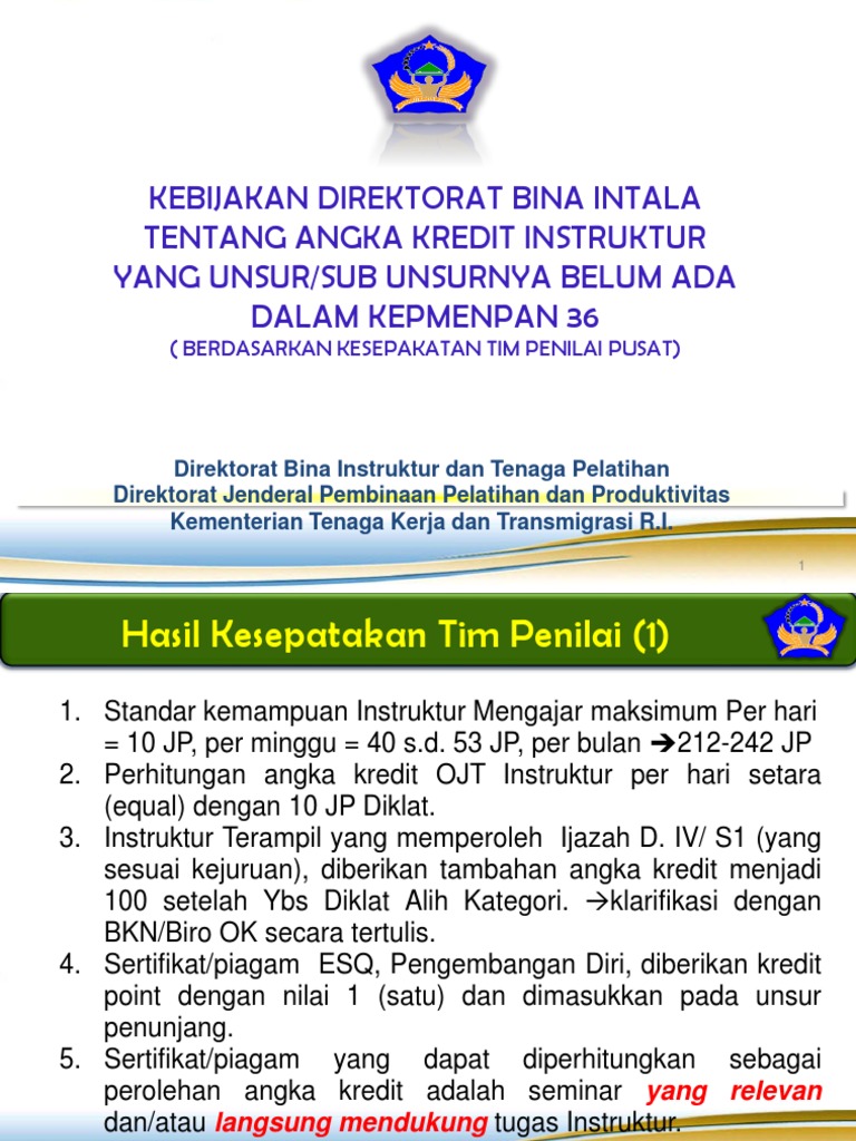 Kebijakan Dit Bina Intala (Sepakatan Tim Penilai Pusat) | PDF | Bisnis